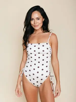 KITTY AND VIBE Ruched Square Neck One Piece - Bunny