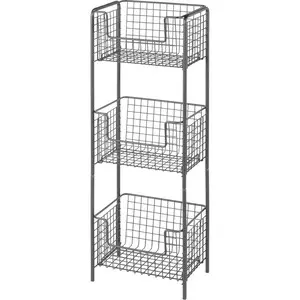 MDESIGN Steel Freestanding 3-tier Kitchen Organizer Tower - Graphite