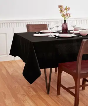 SOLINO HOME Cotton Linen Tableclothdru - Black