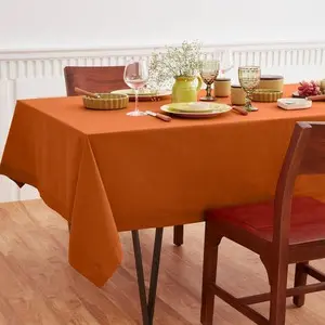 Solino Home Cotton Linen Plain Tablecloth For Dining Table Cinnamon
