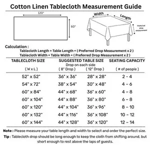 Solino Home Cotton Plain Tablecloth For Dining Table - Ivory