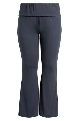 24SEVEN COMFORT APPAREL Bootcut Pants With Folded Waistband - Charcoal