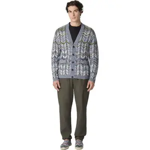 Missoni Cotton Chevron Cardigan With Pockets - Grey Multicoloured