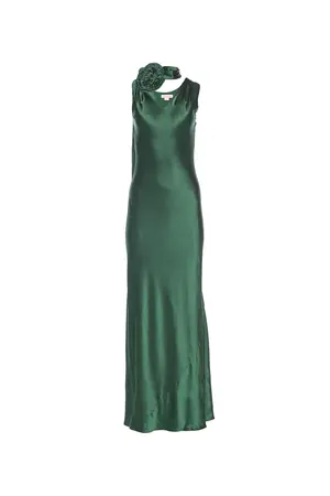 VASILIKI Luna Silky Bias Cut Gown - Emerald