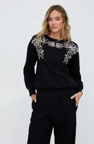 RAFFYA Long Sleeve Embroidered Sweatshirt