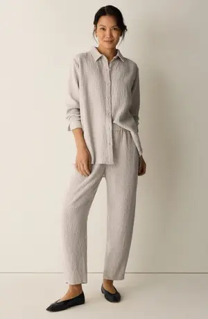 Eileen Fisher Stretch Organic Cotton Ankle Lantern Pants - Dove