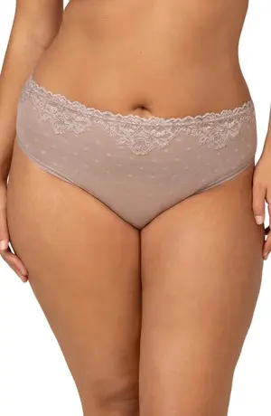 CURVY COUTURE Sheer Whisper High Cut Briefs - Bark