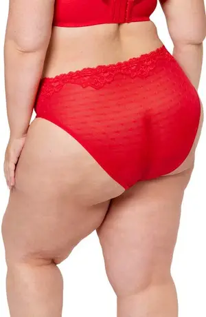 CURVY COUTURE Sheer Whisper High Cut Briefs - Diva Red