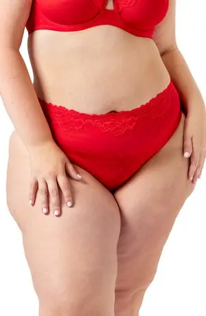 CURVY COUTURE Sheer Whisper High Cut Briefs - Diva Red