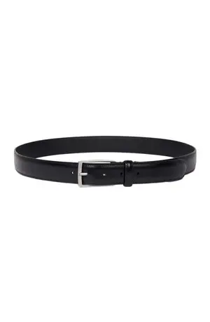 Sandro Rectangular Buckle Leather Belt - Black