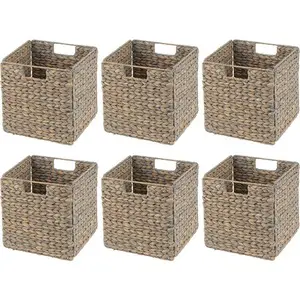 MDESIGN Hyacinth Woven Cube Bin Basket Organizer - Gray Wash
