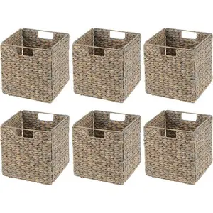 MDESIGN Hyacinth Woven Cube Bin Basket Organizer - Gray