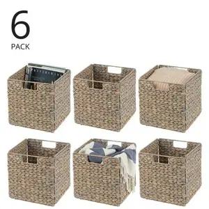 MDESIGN Hyacinth Woven Cube Bin Basket Organizer - Gray