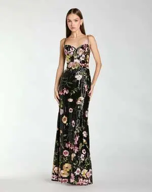 Floral Sequin Bustier Maxi Dress