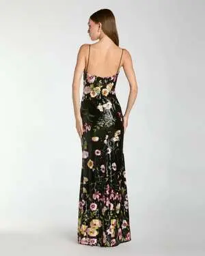 Mac Duggal Sleeveless Bustier Floral Applique Gown