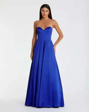 Mac Duggal Satin Strapless Ballgown With Bow Detailing