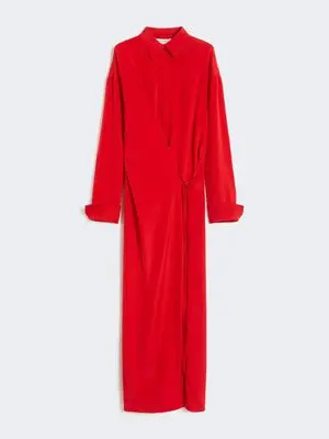 Max Mara Stretch Silk Shirt Dress - Red