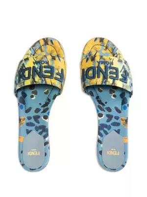 Fendi Logo Embroidery Slides