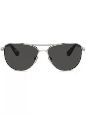 Burberry Logo-engraved Aviator Sunglasses - Silver