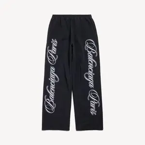 Balenciaga Cursive Baggy Pants - Black