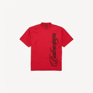 Balenciaga Cursive Medium Fit T-shirt - Red