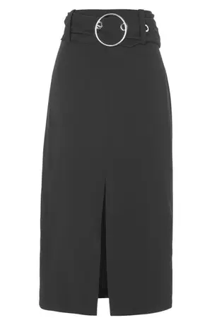 Topshop Ring Buckle Midi Skirt