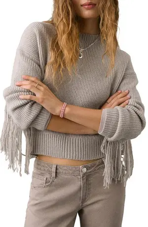 Mango Fringe Accent Sweater
