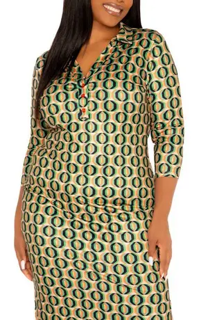 BUXOM COUTURE Geometric Print Body-con Maxi Dress