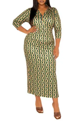 BUXOM COUTURE Geometric Print Body-con Maxi Dress