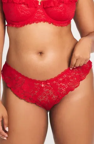 SAVAGE X FENTY Rose Lace Cheeky Briefs - Timeless Red