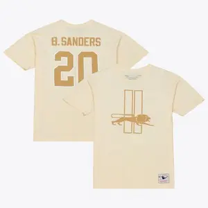 Mitchell & Ness Barry Sanders Detroit Lions Sandman Name & Number T-shirt - Cream