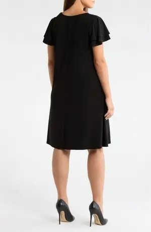 Anne Klein Double Flutter Sleeve A-line Dress