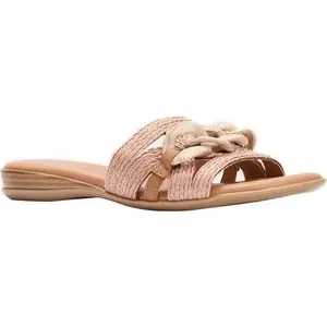 Andre Assous Neela Slide Sandal - Cognac Raffia
