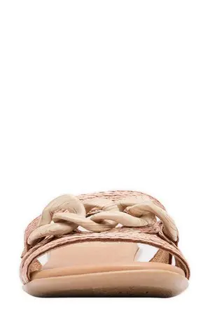 Andre Assous Neela Slide Sandal - Cognac Raffia