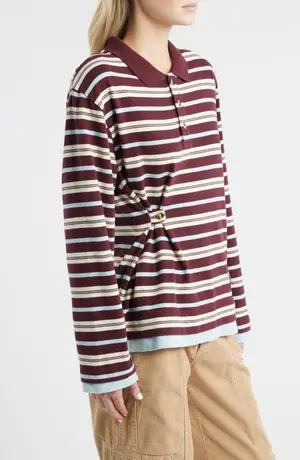 DAMSON MADDER Striped Rugby Top With Button Waist Detail