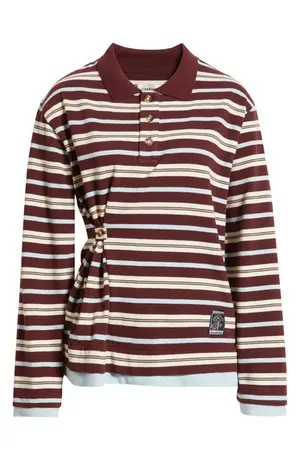 DAMSON MADDER Striped Rugby Top With Button Waist Detail