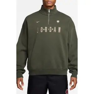 JORDAN Flight Oversize Fleece Quarter-zip Pullover - Cargo Khaki/khaki
