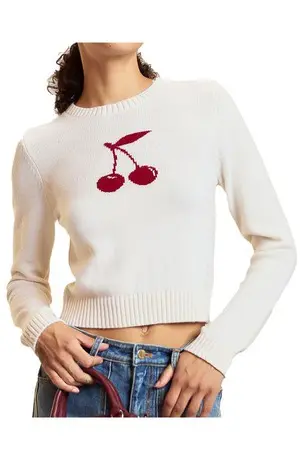 Cynthia Rowley Intarsia Cropped Sweater - Ivory
