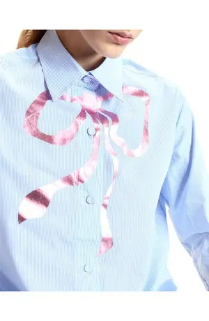 Cynthia Rowley Metallic Bow Cotton Shirt
