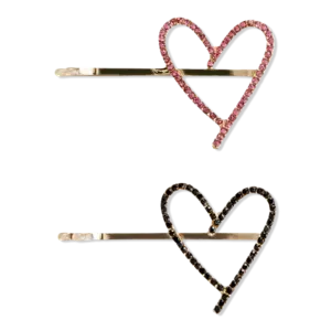 SCUNCI Heart Bobby Pins With Rhinestone Detail Set - One-color