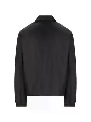 Prada Button-fastening Jacket With Logo Plaque