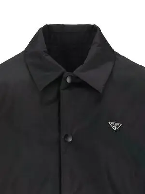 Prada Button-fastening Jacket With Logo Plaque