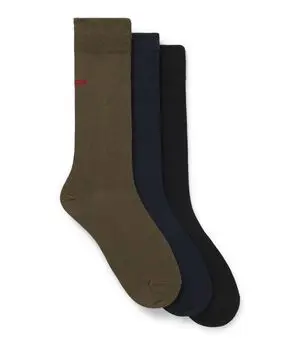 Hugo Three-Pack Of Logo Regular Length Socks Grey