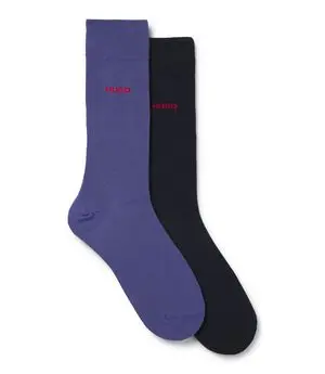 Hugo HUGO Crew-Length Logo Socks - Two-Pack Blue