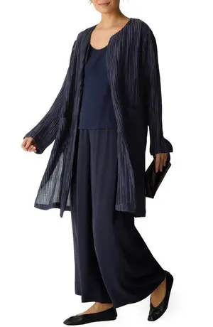 Eileen Fisher Longline Crinkle Jacket