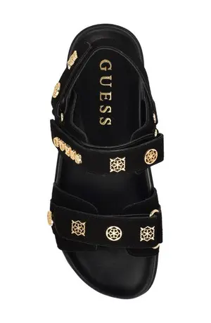 Guess Quarter-strap Studded Sandals - Black