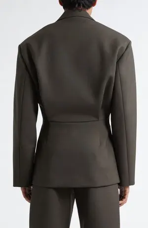 Jacquemus La Veste Gardian Peplum Sport Coat - Dark Khaki