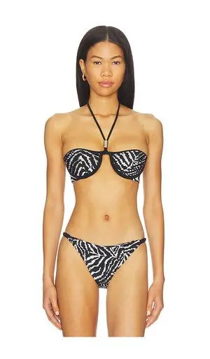 SELIA RICHWOOD Gal Halter Bikini Top - Zebra