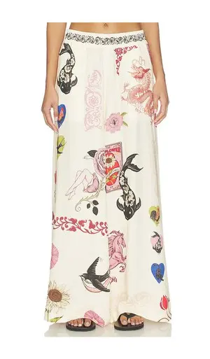 Agua Bendita Printed Wide Leg Pants - Ivory