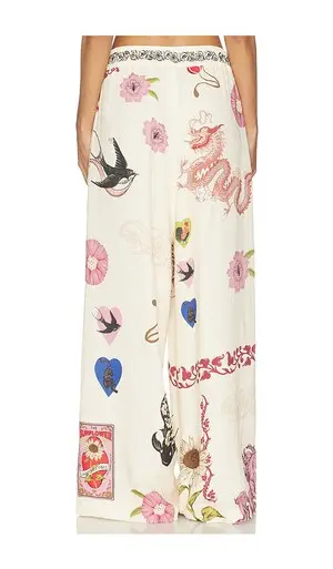 Agua Bendita Printed Wide Leg Pants - Ivory